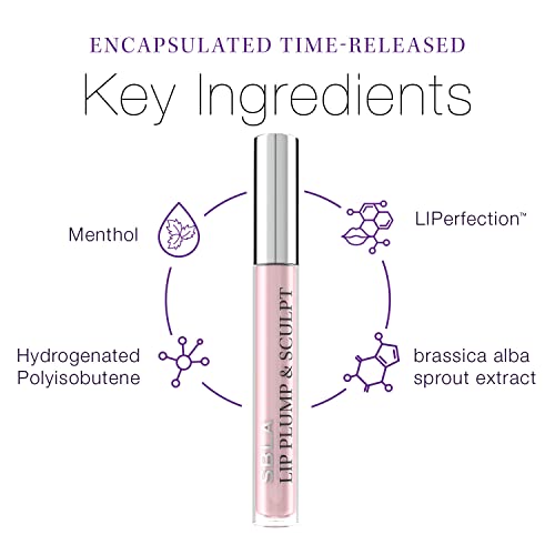 SBLA Beauty Lip Plump & Sculpt, Hydrating Lip Plumper Gloss, Instantly Plumps Lips & Creates Fuller Pout, Baby Glow (Light Pink), 0.11 Oz