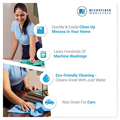 Bulk 16" x 16" Economy All Purpose Microfiber Towels Wholesale - Case Quantity (200 Count) | Large | No Fraying | High Density Microfiber | Zero Chemical Cleaner | Long-Lasting (Yellow) …