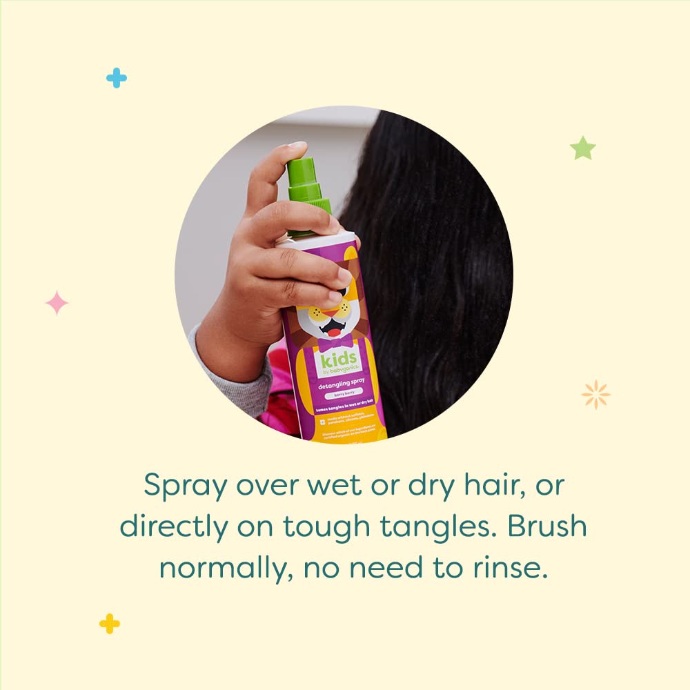 Babyganics Kids Detangler, Berry Berry, Tames Tangles, 8 Fl Oz (Pack of 2)