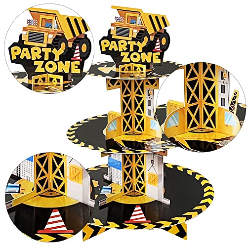 3 Tier Construction Birthday Cupcake Stand Construction Birthday Party Supplies for Construction Baby Shower Dump Truck Party Decorations