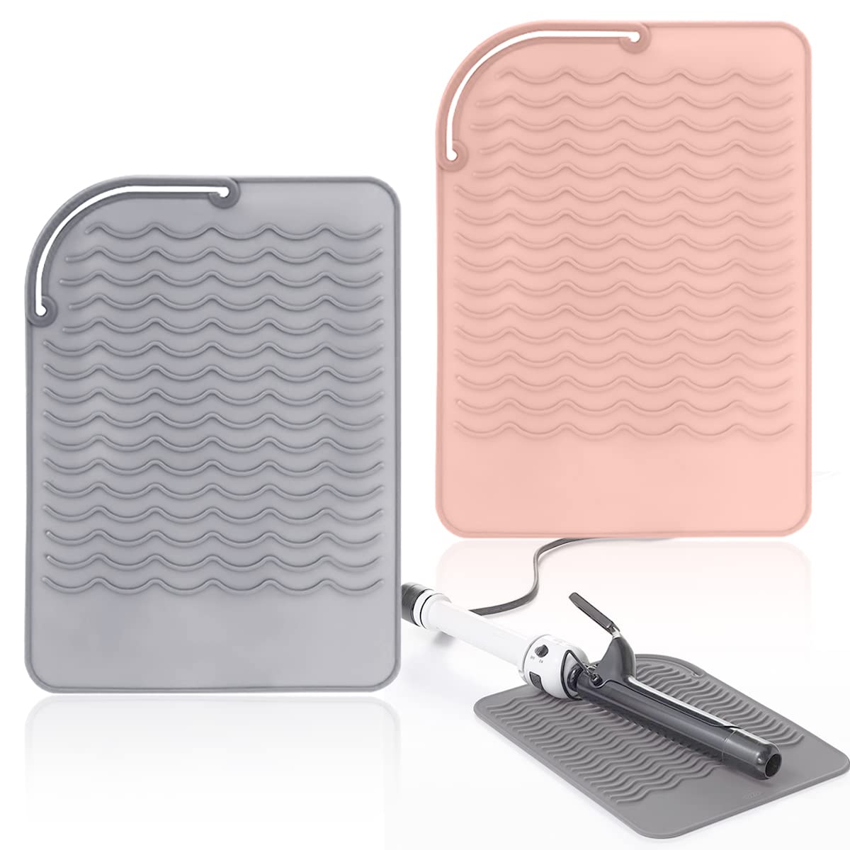 2 Pcs Heat Resistant Mat for Curling Iron Silicone Heat Resistant Pad Straightener Holder Flat Iron Mat Hair Styling Appliances Tools