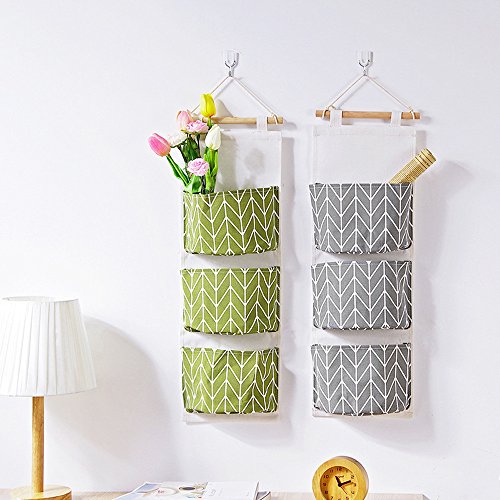 Hanging Storage Bag, Wall Mounted 3 Pockets Nursery Storage Bag Over The Door Storage Pockets Fabric Wall Door Closet Hanging Storage Bag Organizer