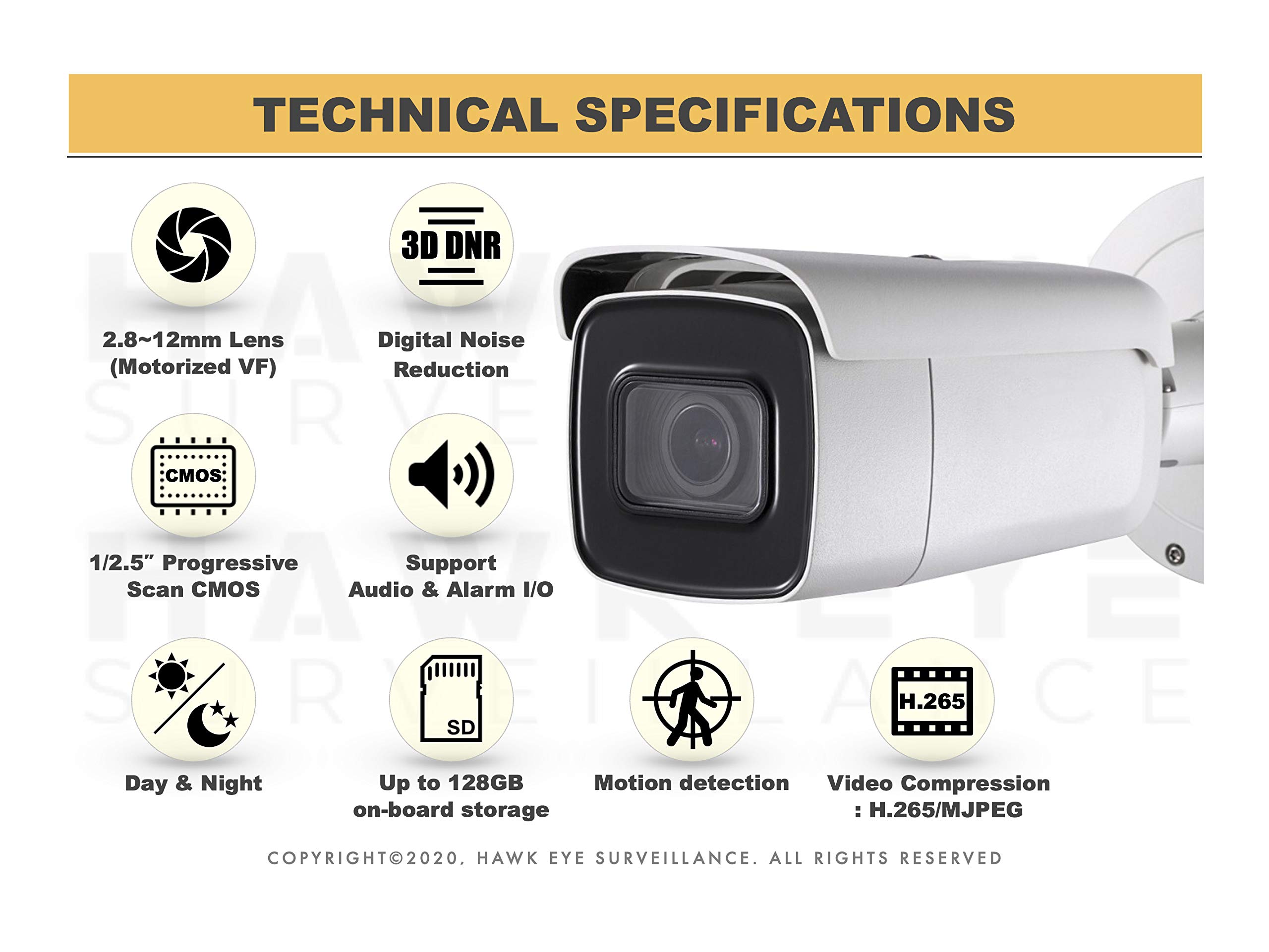 4K PoE Security IP Camera - Compatible with Hikvision DS-2CD2683G2-IZS UltraHD 8MP Vari-Focal EXIR Bullet Weatherproof 2.8-12mm Motorized Lens English Version Firmware