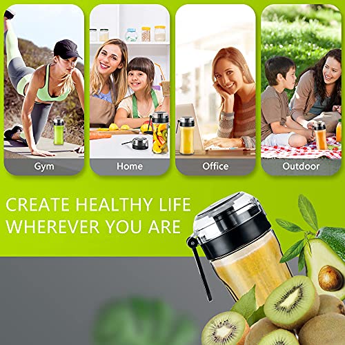 Bear Personal Blender for Shakes and Smoothies with 300W Small Single Serve Portable Countertop Blender, 20.3oz Tritan BPA Free Travel Blender Bottles,Black (Black B)