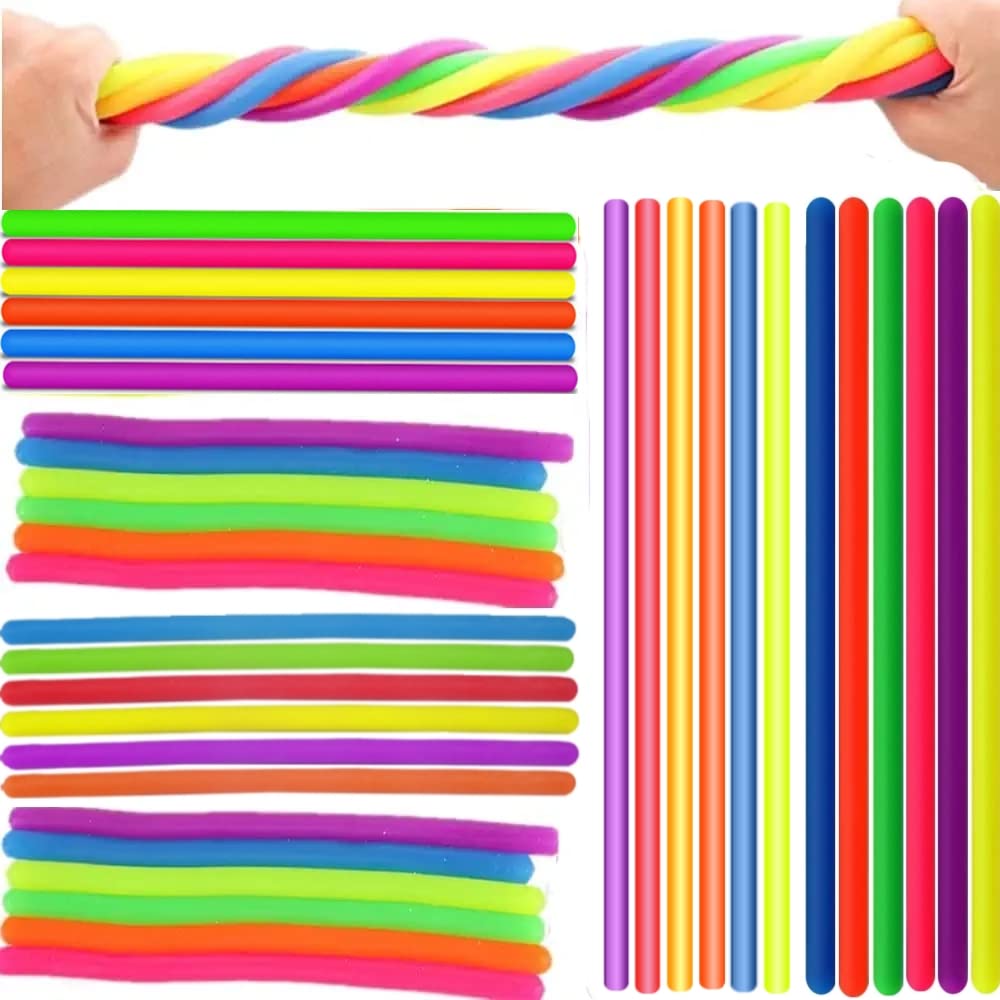 Abitor 30 Packs Monkey Noodles Stretch String Stress Relief Physical Exercise Size: 20 cm / 8inches Long Extend to More Than 9 feet
