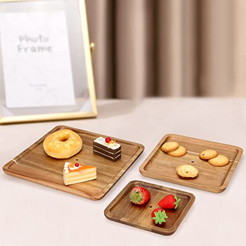 3 Tier Square Cupcake Stand Acacia Wood Serving Stand Wooden Three Tiered Cake Stand Dessert Stand for Party Wedding 3 Tier Tray Farmhouse Cup Cake Holder Display Stand