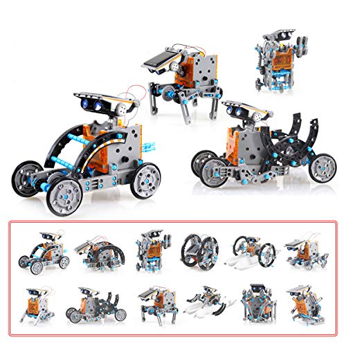 CUDNY Robot Kit 12-in-1 Science STEM Solar Robot Kit Toys for Kids - 190 Pieces DIY Building Science Experiment Kit for Kids Aged 8-10 and Older, Educational DIY Assembly Kit with Solar Powered