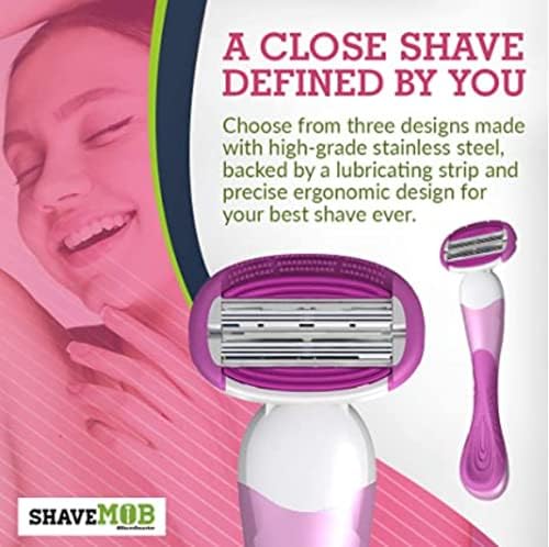 ShaveMOB 6-Blade Women's Razor Kit (Flex Head Handle + 12 Refills) - The Perfectionist Shaving Kit