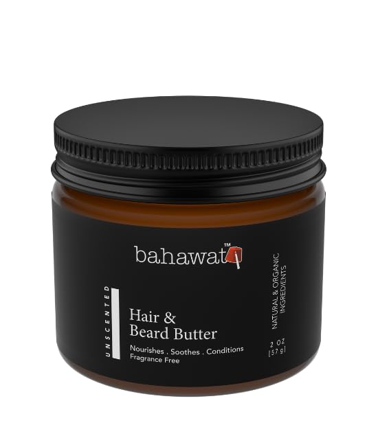 BAHAWAT Hair & Beard Butter for Men Leave-in Conditioner - Unscented - Strengthen & Soften – Made in USA - Natural Ingredients | The Best Beard Butter -2 oz