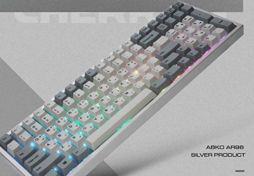 ABKO AR96 Changing Switch CNC Full Aluminum Gaming Keyboard 10 keyless Cherry 96keys (Red Switch, Silver)