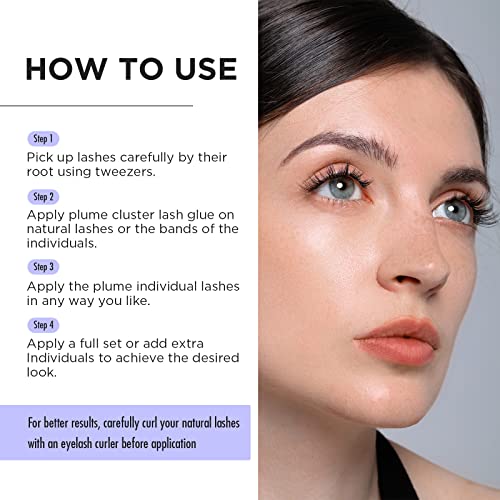 DIY Eyelash Extension,Cluster Lashes Individual False Eyelashes Extension Natural Look Reusable Glue Bonded Black Super Thin Band 48 Lash Clusters by BEYELIAN (Style3 0.07 12mm Black Band)