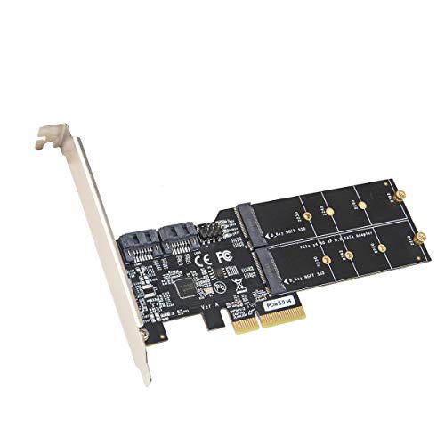 IO CREST 2 M.2 B Key and 2 Port SATA III PCIe 3.0 x4 Non-RAID Expansion Card Asmedia ASM1164