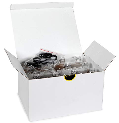 Vivaplex, 12, Clear, 16 oz Glass Bottles, with Lids