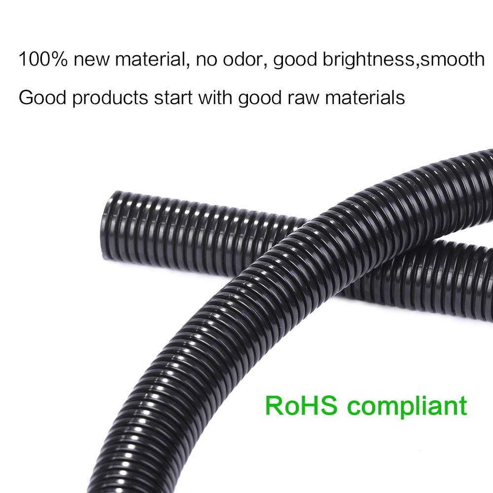 Alex Tech 25ft – 1/2 inch Split Wire Loom Tubing Wire Conduit – Black