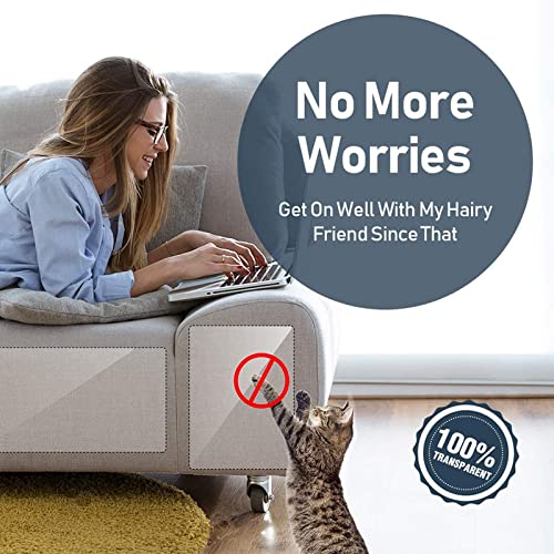 Cat Scratch Deterrent Tape - 12 x 17 Inches 8 PCS - Furniture Protector from Pet Scratch, Clear Double Side Anti-Scratch Cats Training Tape Sheets - Couch, Door, Walls, Carpet Protector β Residue Free