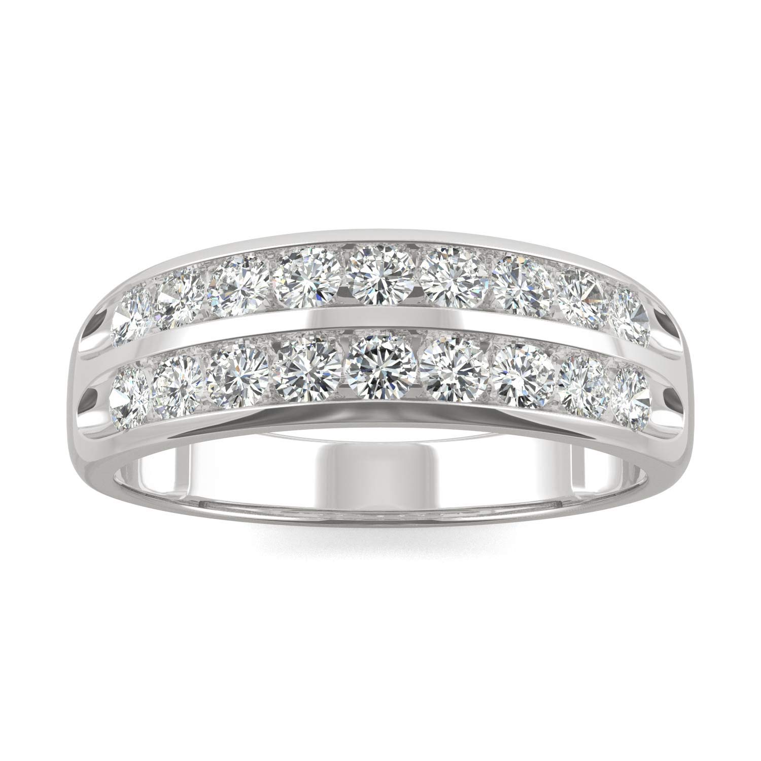 14K White Gold Moissanite by Charles & Colvard 2.2mm Round Band-size 6 0.72cttw DEW