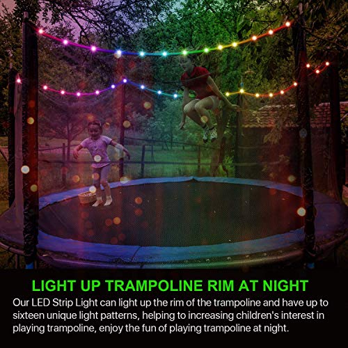 LED Trampoline Lights,Remote Control Trampoline Rim LED Light for 12Ft Trampoline, 16 Color Change by Yourself, Waterproof,Super Bright to Play at Night Outdoors, Good Gift for Kids