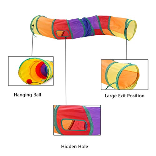 Bunny Hideout, Rabbit Tunnels and Tubes, 3 Pack of Grass Balls - Collapsible Hideaway Small Animal Activity Tunnel Toys for Chinchillas Ferrets Guinea Pigs Gerbils Hamsters Rats, Size - 47 x 10 in