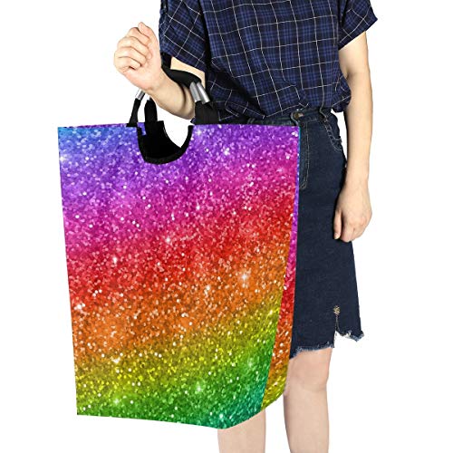 CaTaKu Tie Dye Laundry Hamper, Rainbow Laundry Basket Box Big Storage Waterproof Easy Carry for Family Dormitory Laundry Room, 12.6 x 11 x 22.7 Inches