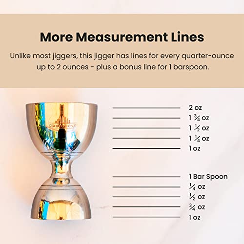 A Bar Above Premium Bell Jigger with 10 Measurements Inside - Professional & Heavy-Duty 304 Stainless Steel Cocktail Double Jigger for Bartending - Bar Tools For Measuring Cocktail Shots 1oz / 2oz