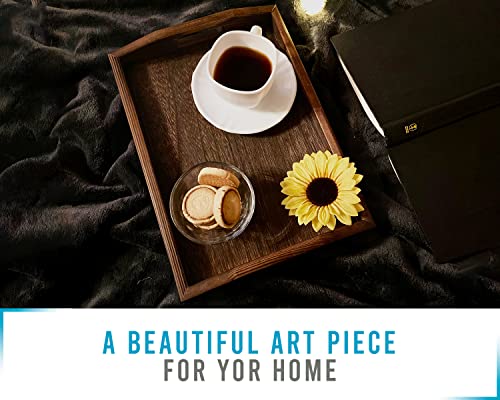 Farmhouse Wood Serving Trays Set of 3 - Stained Wood Brown | Stylish and Functional Platters for Exquisite Food Presentation | Rustic and Durable Kitchen Accessories