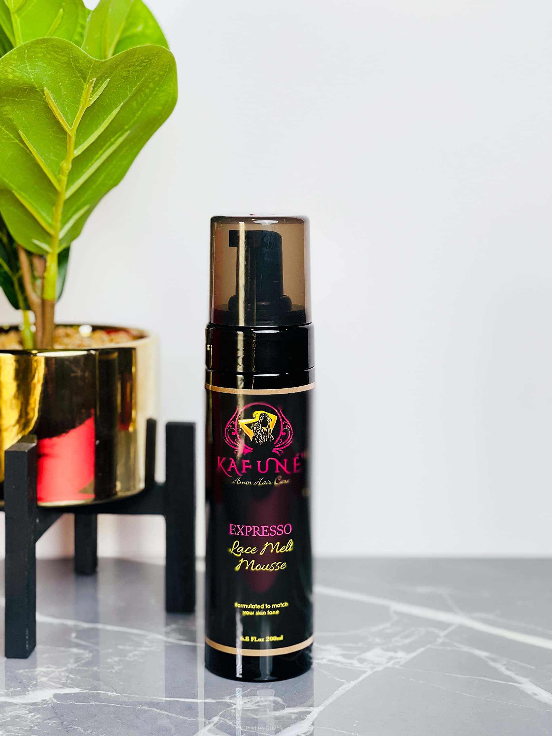 Kafune Amor Premium Lace Melting Mousse - Tinted Quick-Drying Mousse for Lace Wigs, Natural Finish, Ideal for Braids and Baby Hairs - Expresso Dark Brown