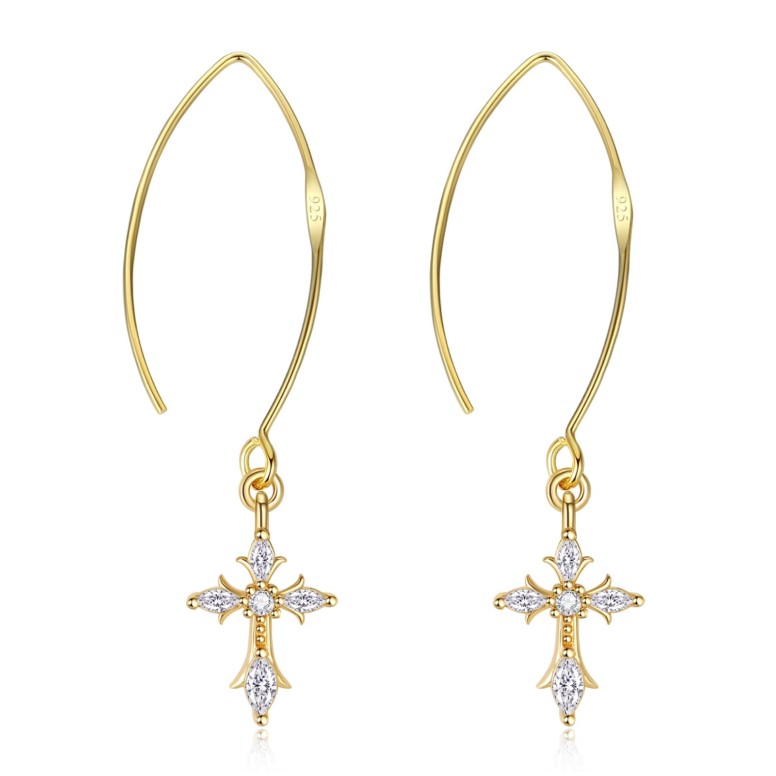 14K Gold Baroque Cultured Pearl Drop Threader Earrings for Women