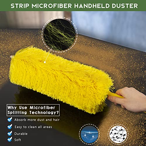 17 Foot High Reach Duster Kit with 2-to-9 Foot Extension Pole, Newliton 3-in-1 High Ceiling Chenille Duster, Microfiber Duster, Cobweb Duster, Indoor & Outdoor Extendable Bendable Duster Cleaning Set