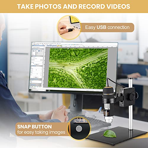 Amscope UTP200X003MP Digital 2MP USB Microscope, 10X-200X Magnification, Built-In Eight LED Light Source, Table Stand, Includes Software CD, Black