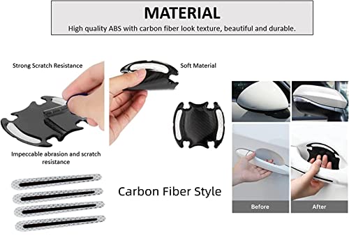 8 PCS Car Door Handle Scratch Protectors, Carbon Fiber Car Door Handle Cover Anti Scratch Car Stickers, Door Handle Cups Protective Film Door Bowl Sticker (White)