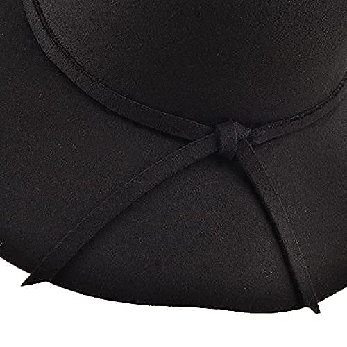 Wide-Brim Kids Girls Floppy-Hat Vintage Fedora Hats for Girl Boho Felt Bowler-Cap 3 to 8 Years (3-8 Years, Black)