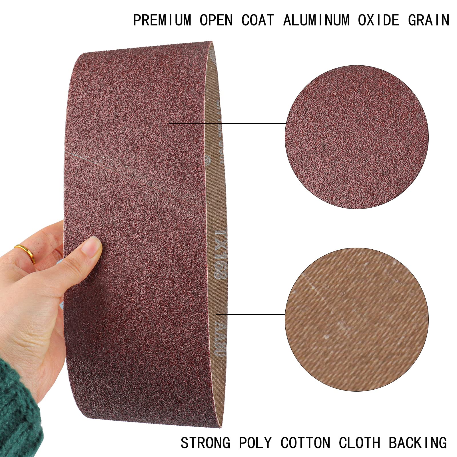 3X21 Sanding Belts 15PCS Belt Sander Paper Aluminum Oxide (3 Each of 80/120/150/240/400 Grits) Ideal for Wood Metal Paint Sanding