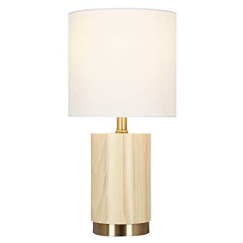 Amazon Brand β Rivet Scandinavian Style Wood Table Lamp with Metal Base, LED Bulb and Shade Included, 17.5"H, Blonde / Satin Brass