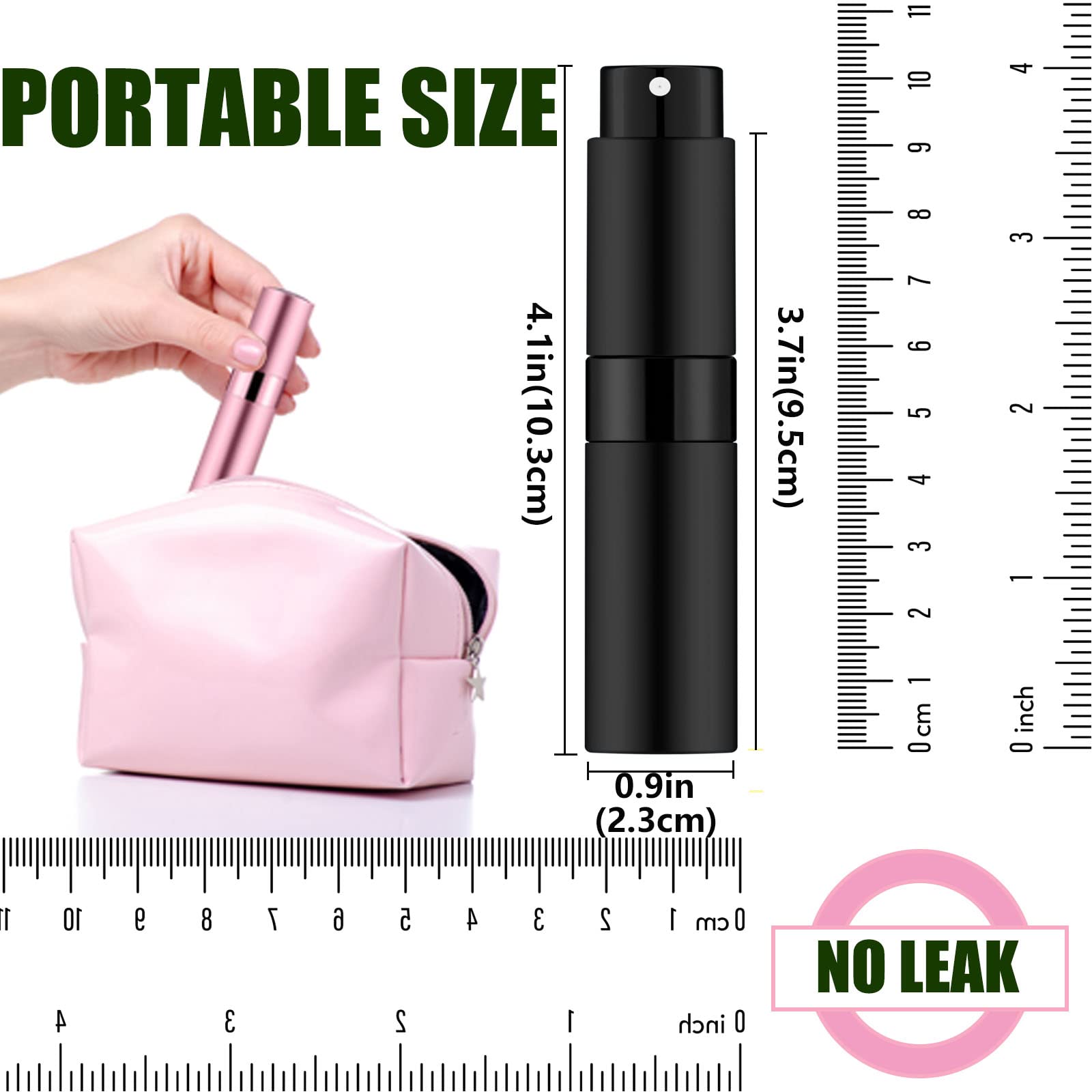 IRON BILL 2 PCS/8ml Portable Mini Perfume Atomizer bottles, Empty Refillable Spray Bottle with 3 Types of Refill Tools, Pocket Travel Perfume Sample Bottles(Matte Black)
