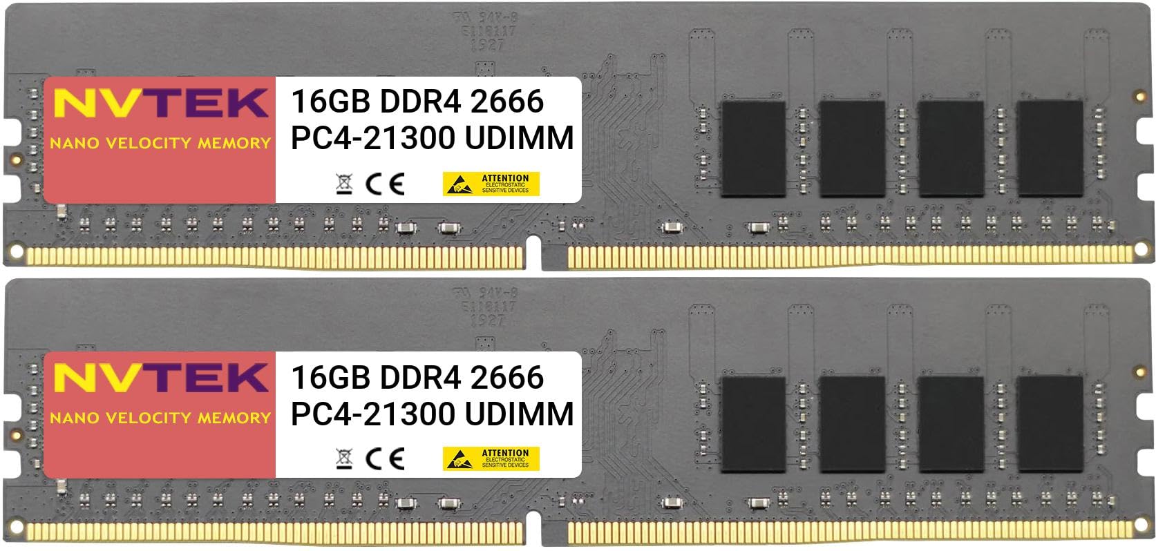 NVTEK 32GB (2X16GB) DDR4 2666MHZ PC4-21300 UDIMM 2Rx8 1.2V CL19 288-PIN Non-ECC Unbuffered Desktop PC Computer Memory