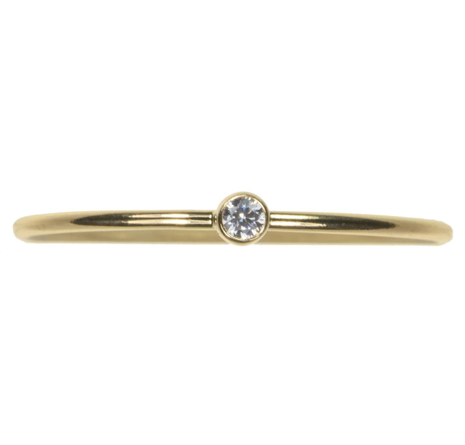 14K Gold 2mm White CZ Stacking Ring Size 8