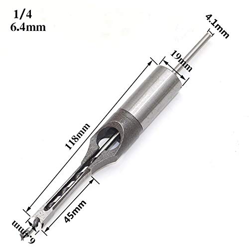 4Pcs HSS Mortise Chisel Set Woodworking Square Drill Bits Wood Hole Saw with Twist Drill