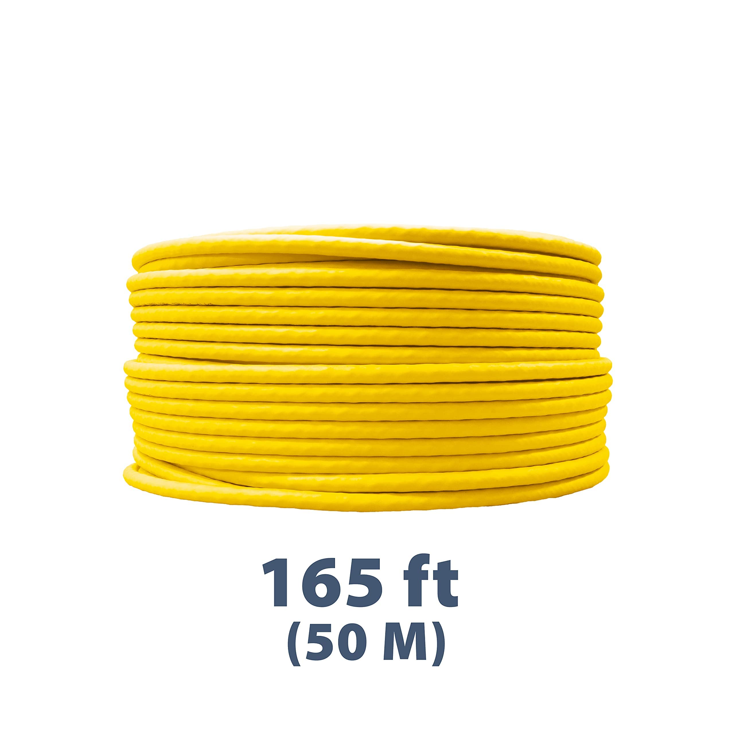 iSelek Cat 8 Ethernet Cable S/FTP 22AWG Solid Cable, Heavy Duty High Speed LAN Network Cable, Yellow Color (Termination Required) (165 ft (50M))