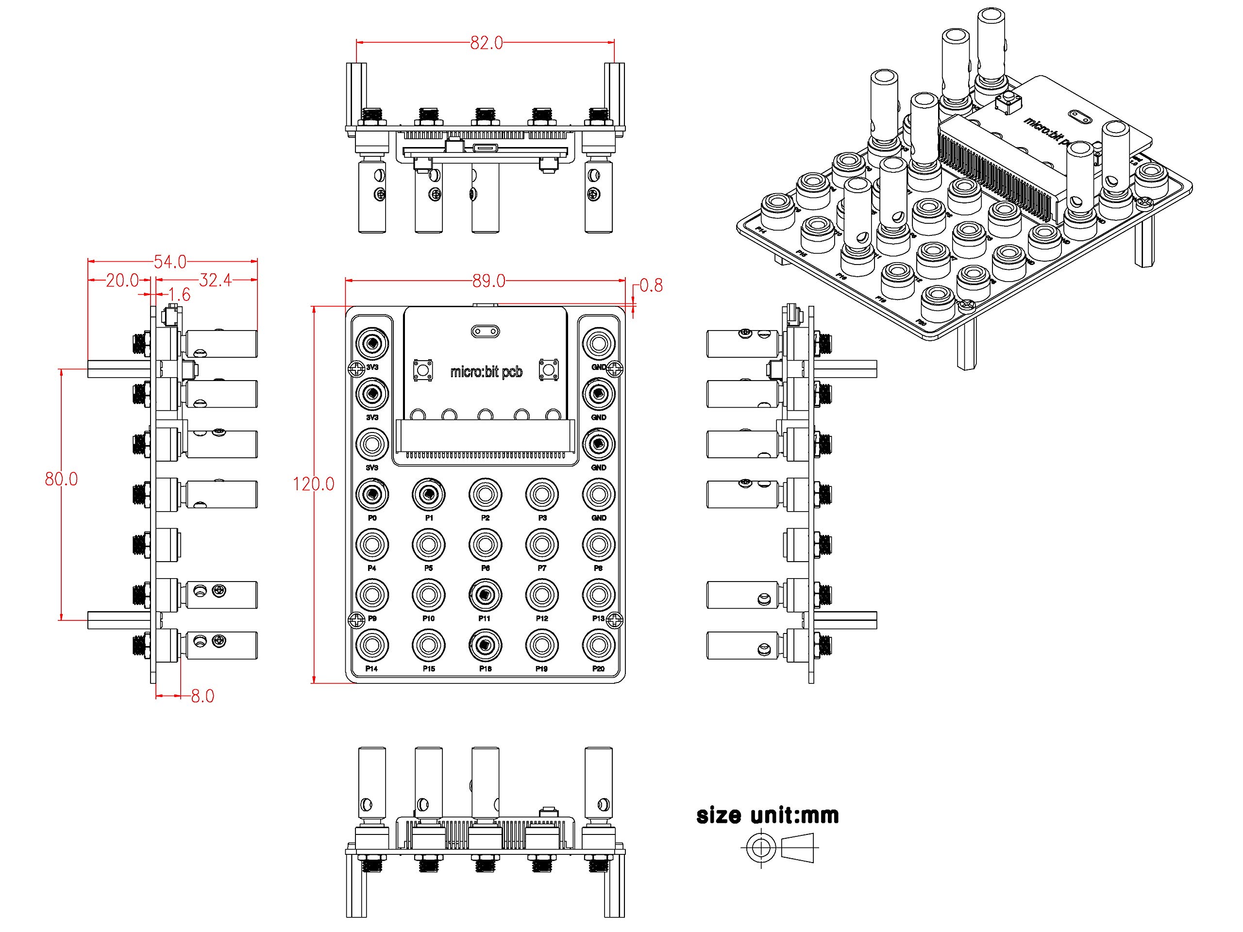 Banana Socket GPIO Breakout Board for Micro:bit Microbit