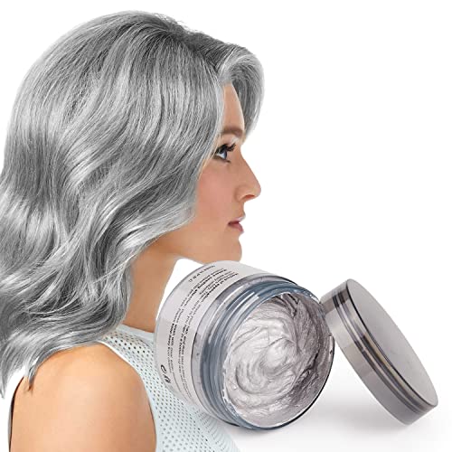 CHELIZIHI Hair Color Wax, Instant Silver Grey, Natural Ingredients, Unisex Hairstyle Pomade Cream, Temporary Hair Pomades for Party, Cosplay, Halloween, 4.23 oz
