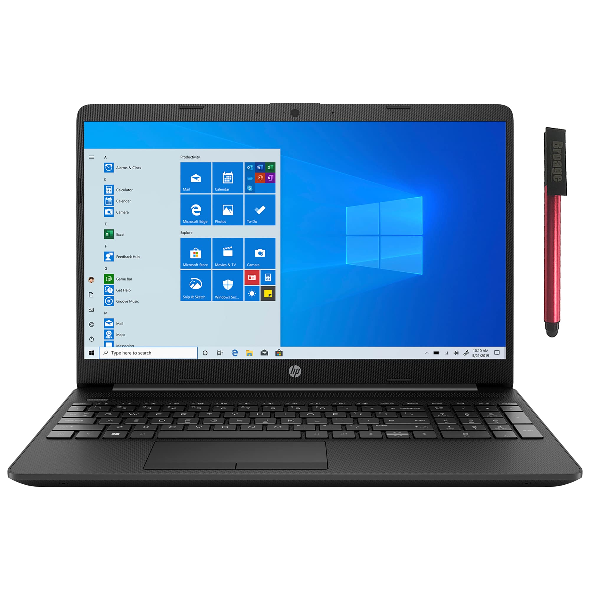 HP 15.6" FHD Windows 10 Pro Business Laptop Computer, Intel Celeron N4020 Processor, 4GB DDR4 RAM, 128GB SSD, 1-Year Office 365, Webcam, Wi-Fi, USB Type-C, RJ-45, BROAGE 64GB Flash Drive