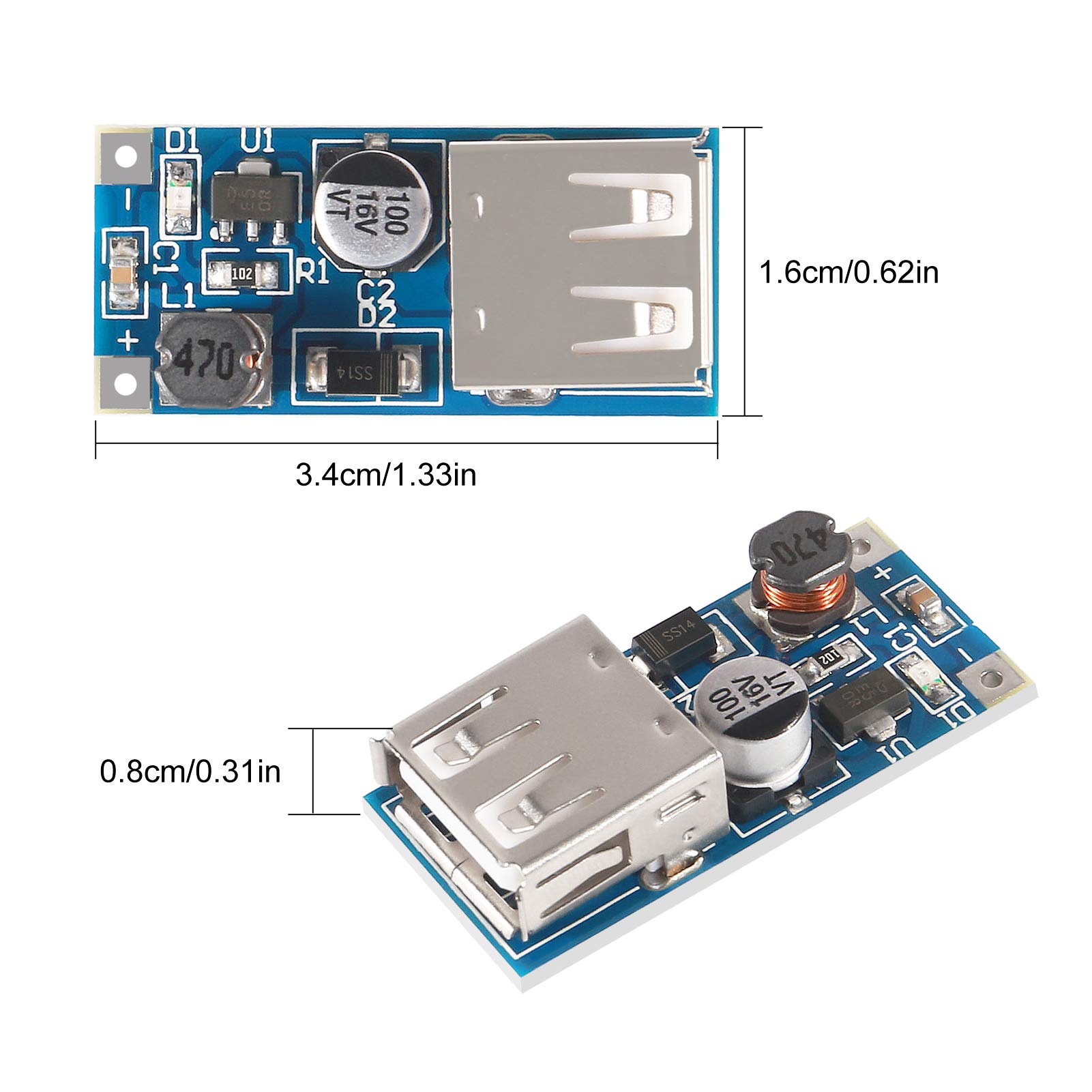 AITRIP 10 PCS PFM Control DC-DC Converter Step Up Boost Module 600MA USB Charger 0.9V-5V to 5V Power Supply Module