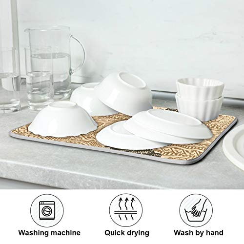 African Woman Silhouette Dish Drying Mat 24"x18" Absorbent Machine Washable Hanging Fast Dry Pad Dish Protective Mat for Kitchen Countertop Heat Resistant Dinner Table Mat
