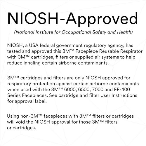 3M Full Facepiece Reusable Respirator 6900, NIOSH, Large Lens, ANSI High Impact Eye Protection, Silicone Face Seal, Four-Point Harness, Comfortable Fit, Painting, Dust, Chemicals, Large