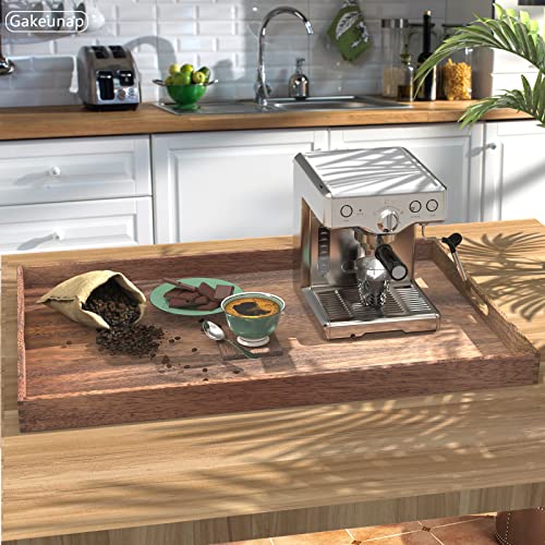 28x18'' Large Ottoman Tray,Walnut Wood Decorative Serving Tray with Handles for Breakfast,Dinner, Appetizers, Patio, Ottoman, Coffee Table, BBQ, Party β4 Coasters and 5 Greaseproof Papers for Free