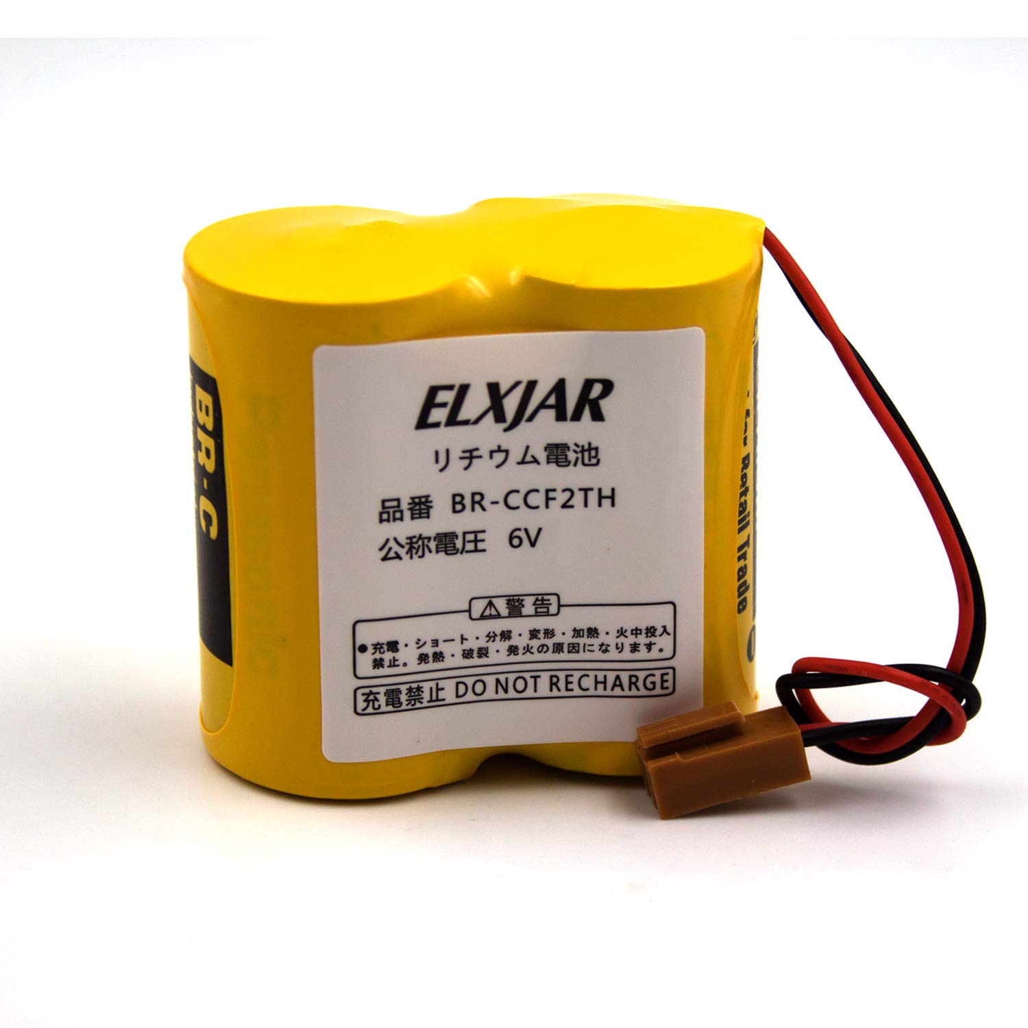 elxjar (3-Pack) BR-CCF2TH 6V 5000mAh Lithium Replacement Battery for Fanuc oi Mate Model-D, Panasonic Controls, GE Fanuc A06 Series, BR-CCF2TE CNC Coaster (Cutler Hammer), Brown Connector