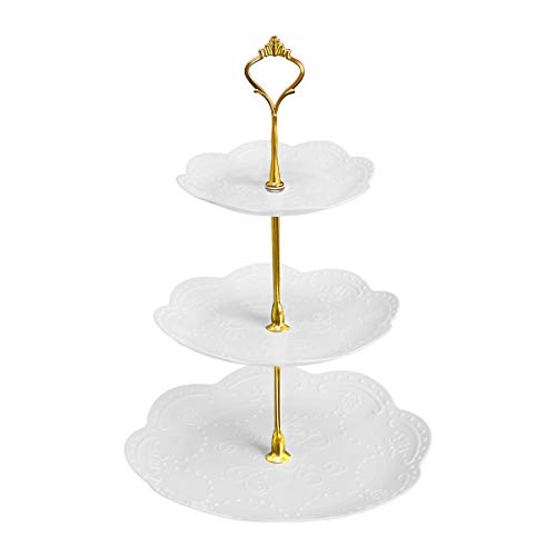 Coitak 3 Tier Cupcake Stand, Plastic Tiered Serving Stand, Dessert Tower Tray for Tea Party, Baby Shower and Wedding (Round)