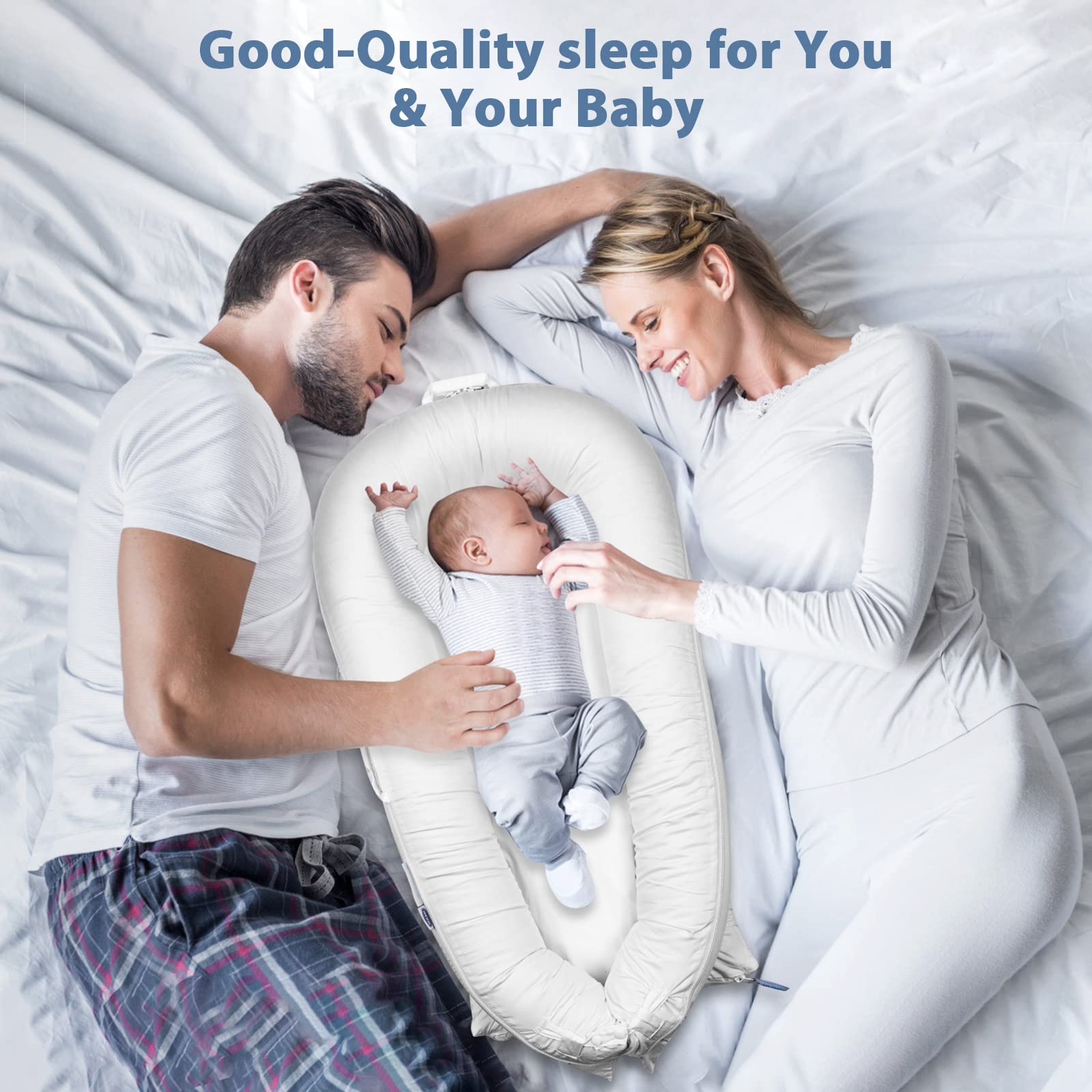 Baby Nest Cover for Dockatot Deluxe+ Docks | MEXXI 100% Hypoallergenic Cotton Newborn Lounger Cover | (Cover Only) (White)