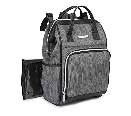 Bananafish Diaper Bag - Multi-Function Design Nappy Bag for Baby Care or Travel - Carry or Wear as Backpack - Large Capacity in Trendy, Stylish Design, Dark Grey