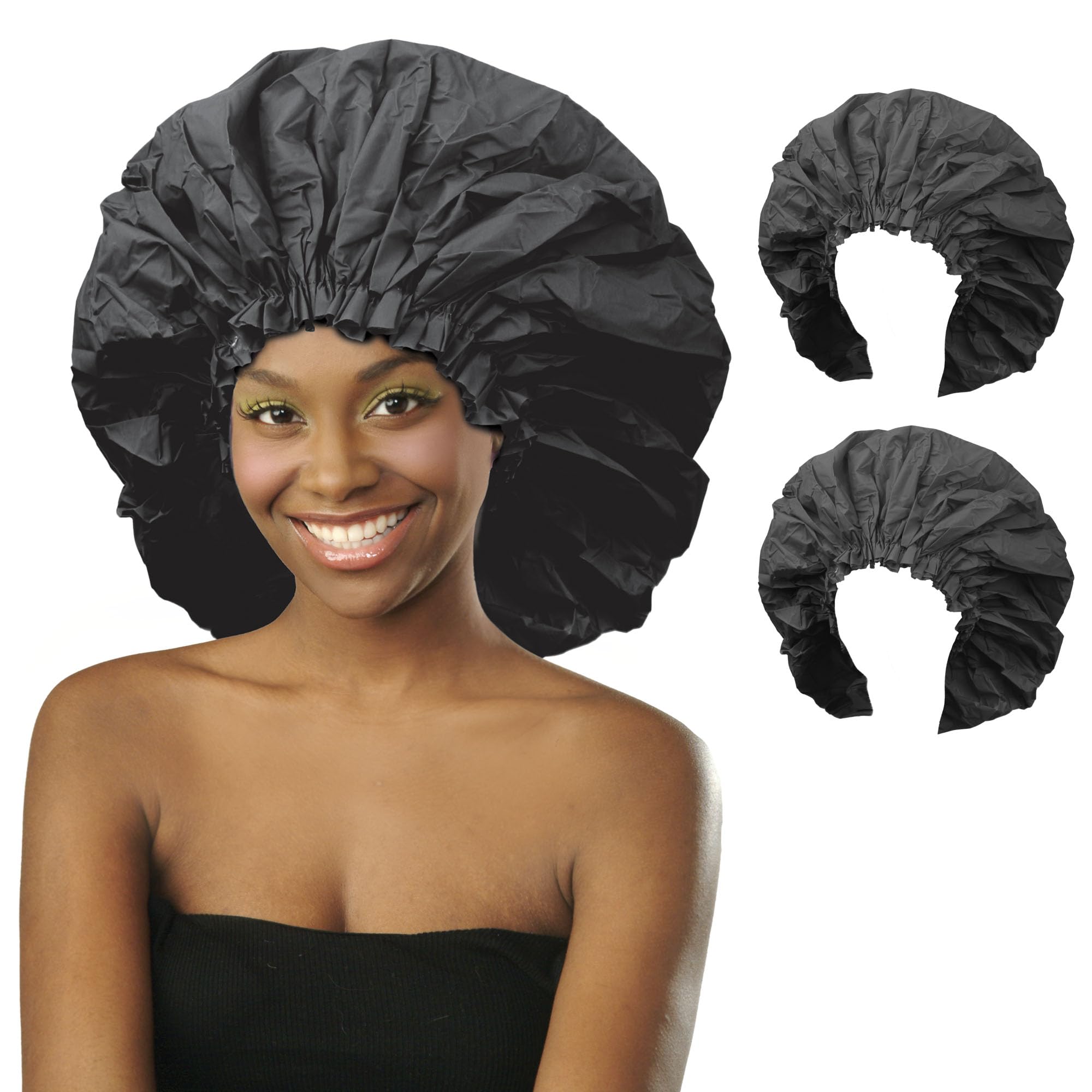Donna Premium Collection Super Jumbo Shower Cap 2 Packs (Black)